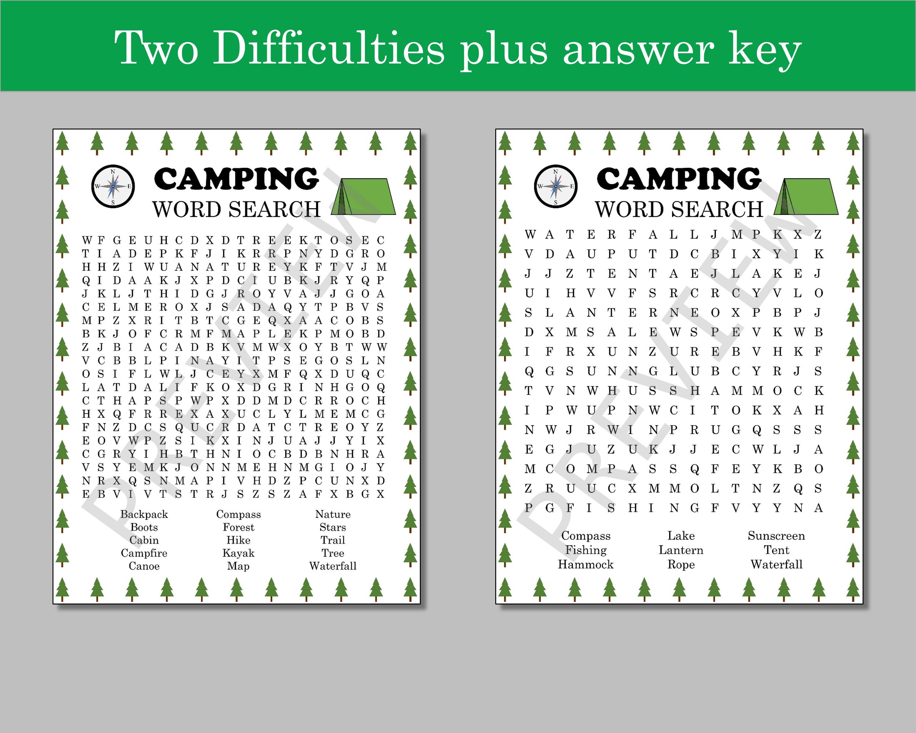 Camping Word Search Printable Outdoor Word Puzzle - Etsy Ireland
