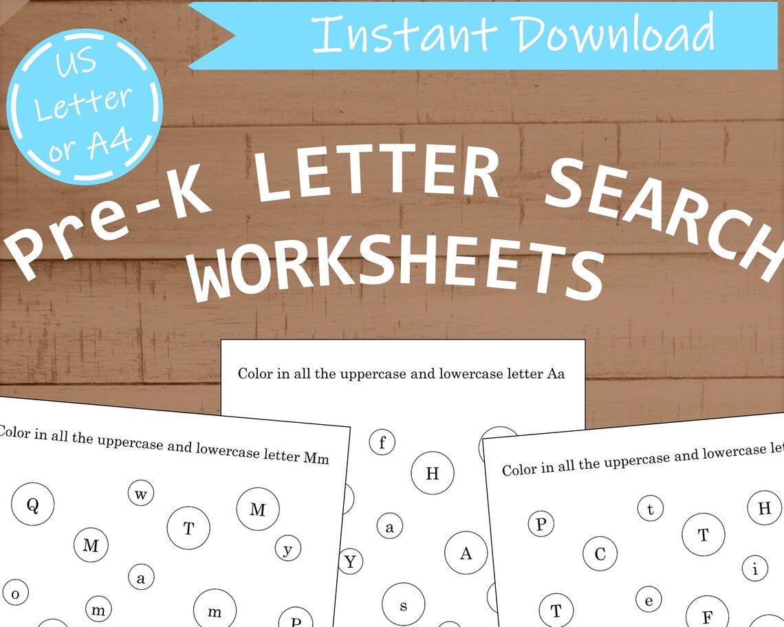 Pre-K Worksheet Letter Search Printable Alphabet Search | Etsy