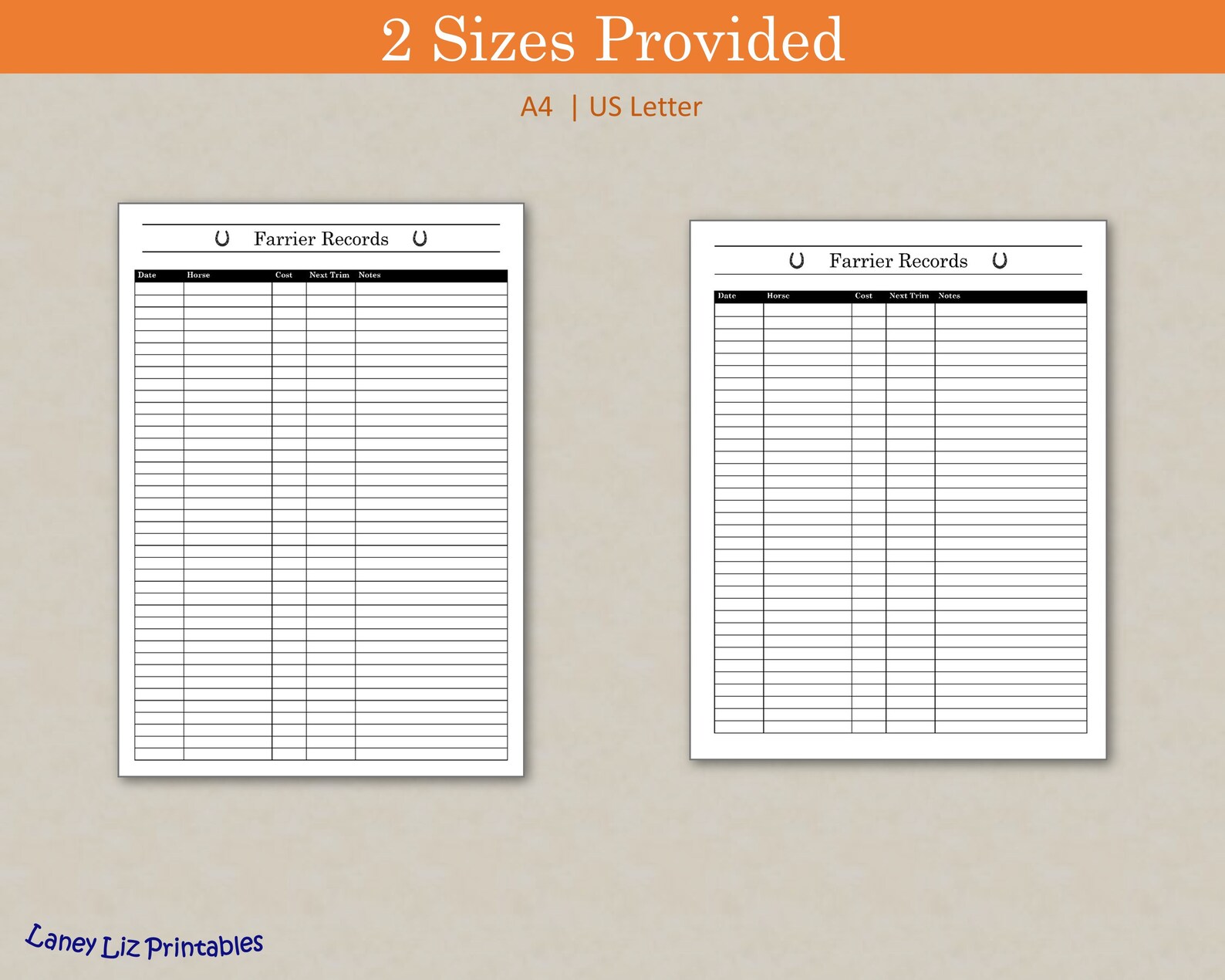 Horse Barn Management Printable Bundle, Barn Expense Tracker, Equine ...