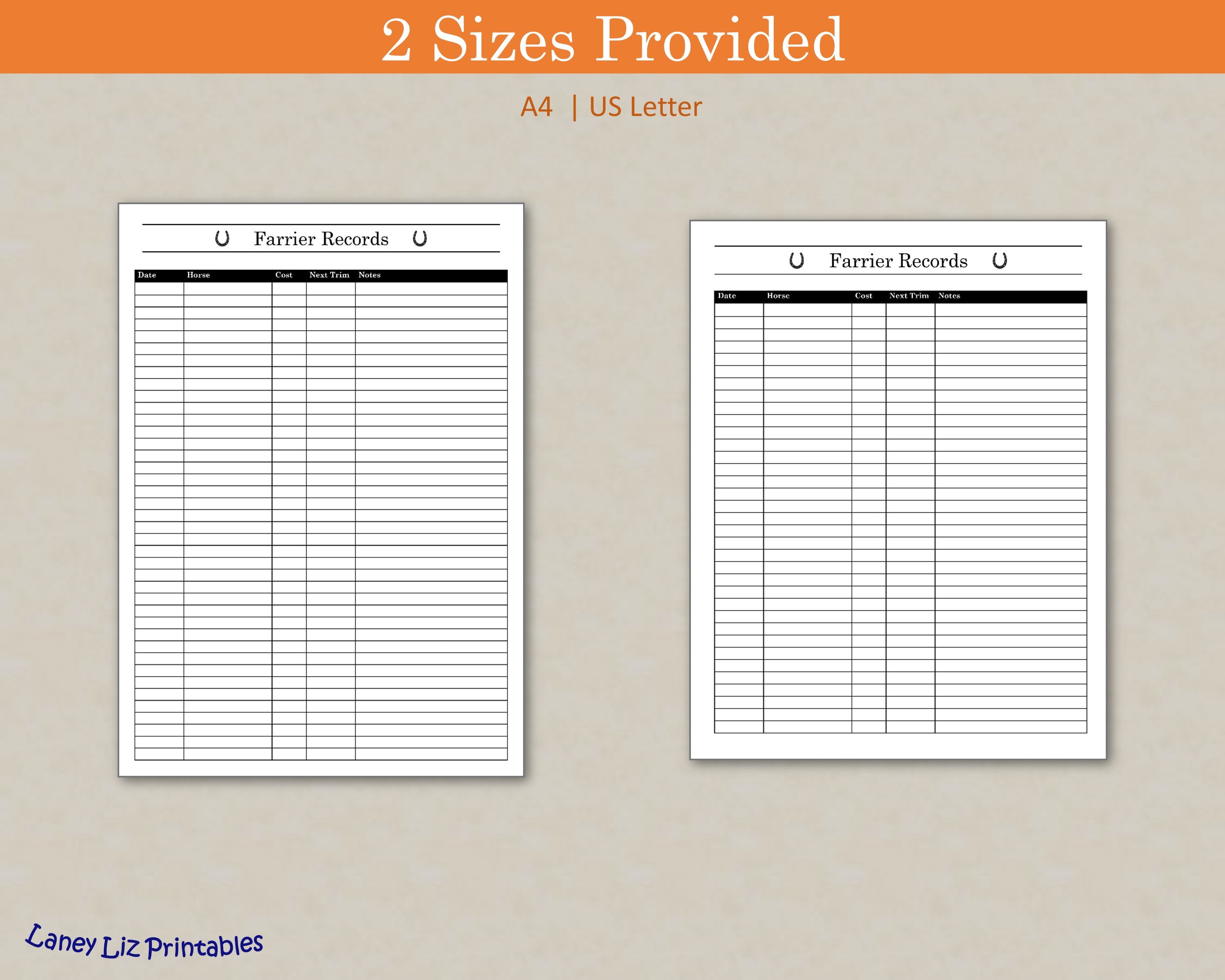 Horse Barn Management Printable Bundle, Barn Expense Tracker, Equine ...