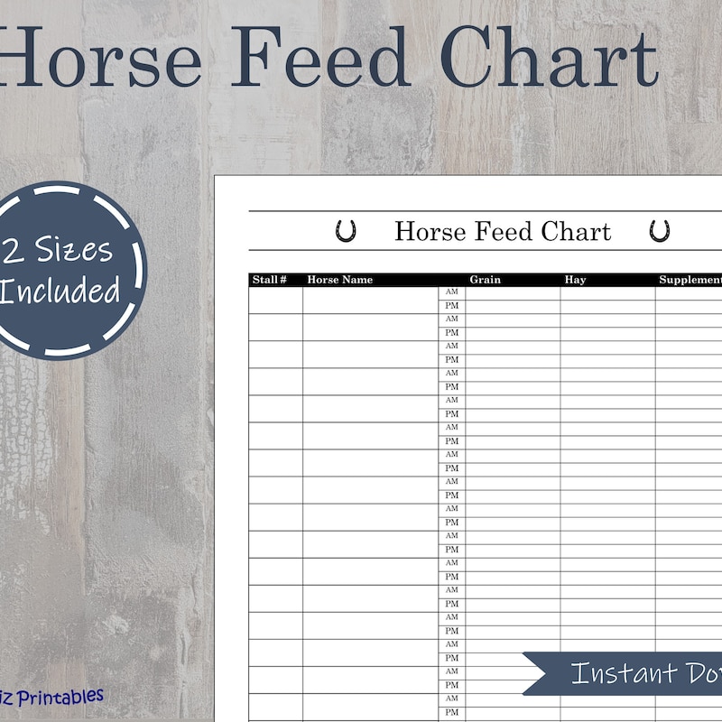 Feed Chart for Barn - Etsy