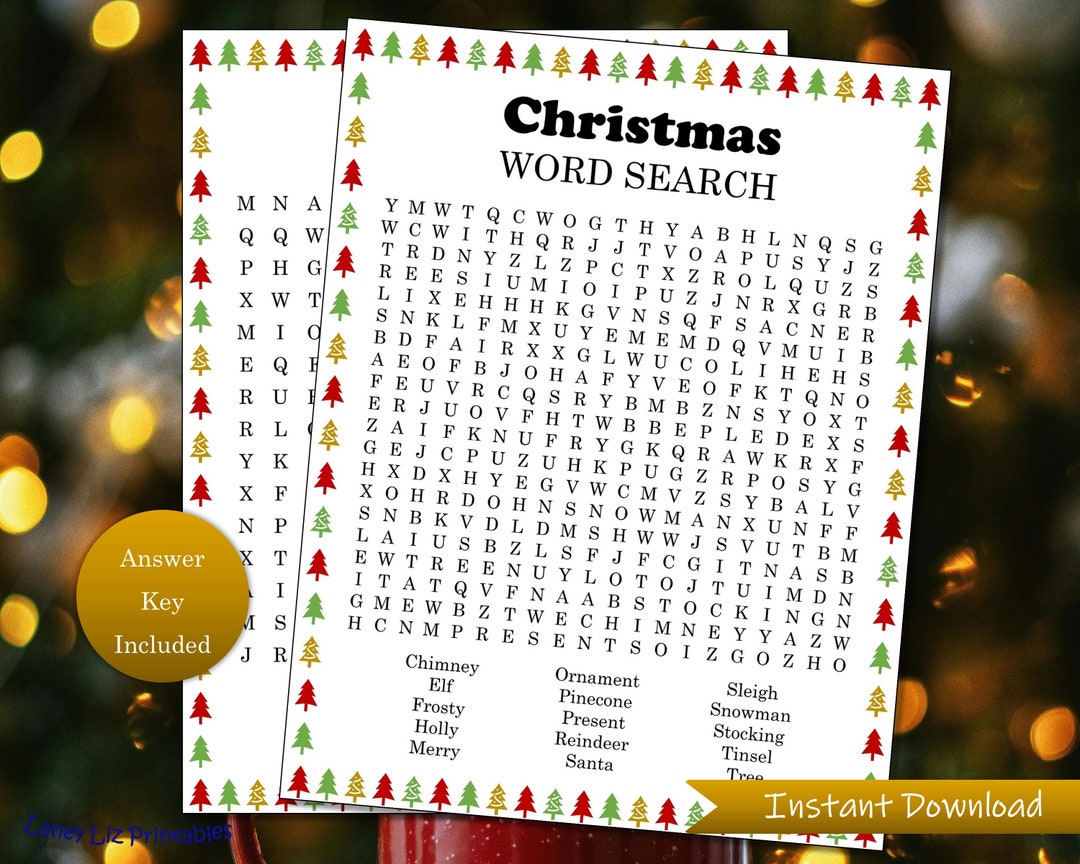 Christmas Word Search Printable Winter Word Puzzle - Etsy