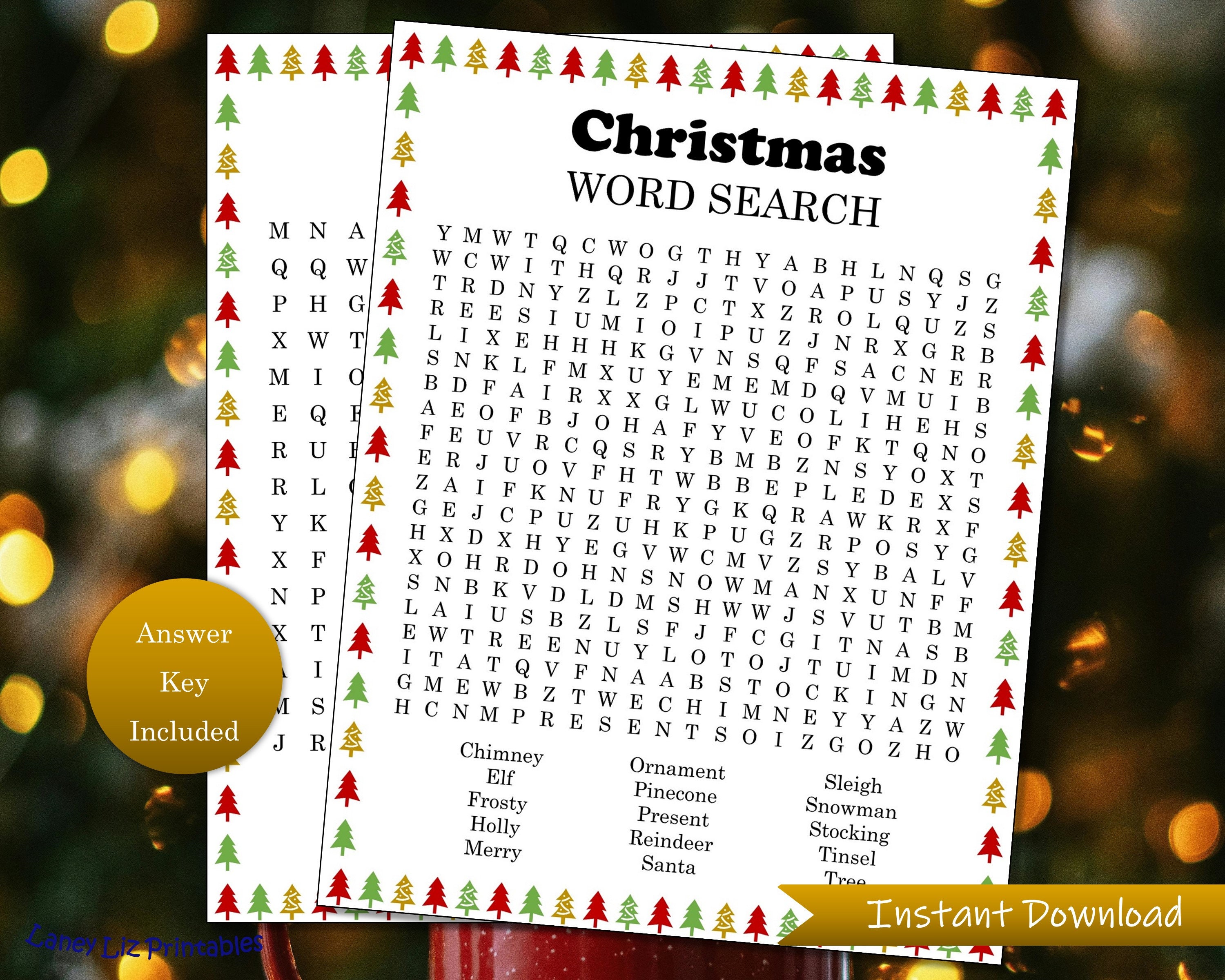 Christmas Word Search Printable Winter Word Puzzle - Etsy