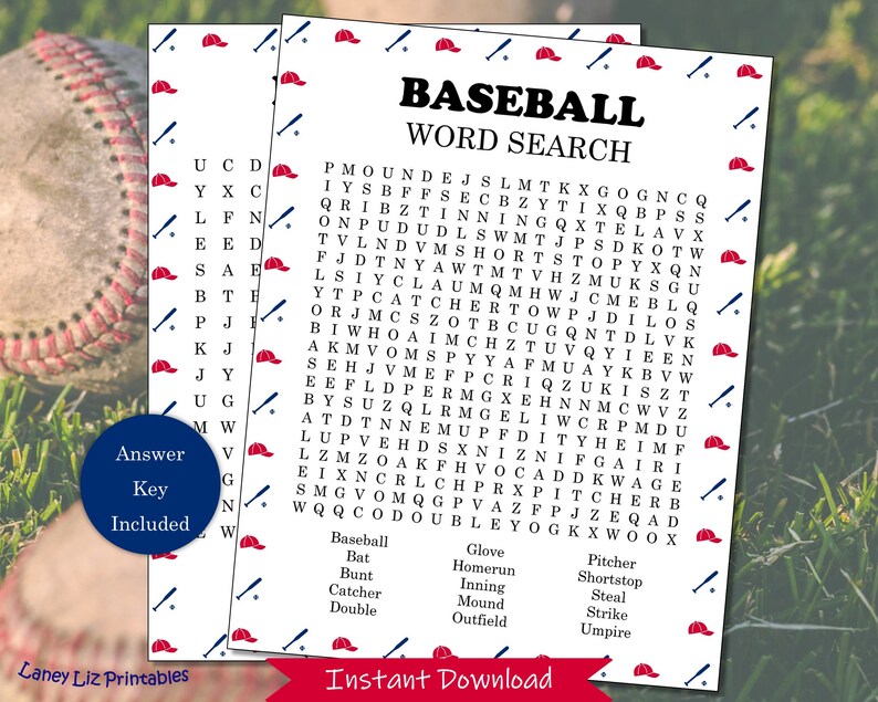 Baseball Word Search Printable, MLB Word Puzzle - Etsy