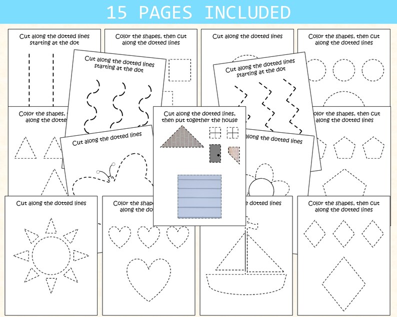 Pre-K Worksheet Scissor Skills Cutting Practice Sheet | Etsy
