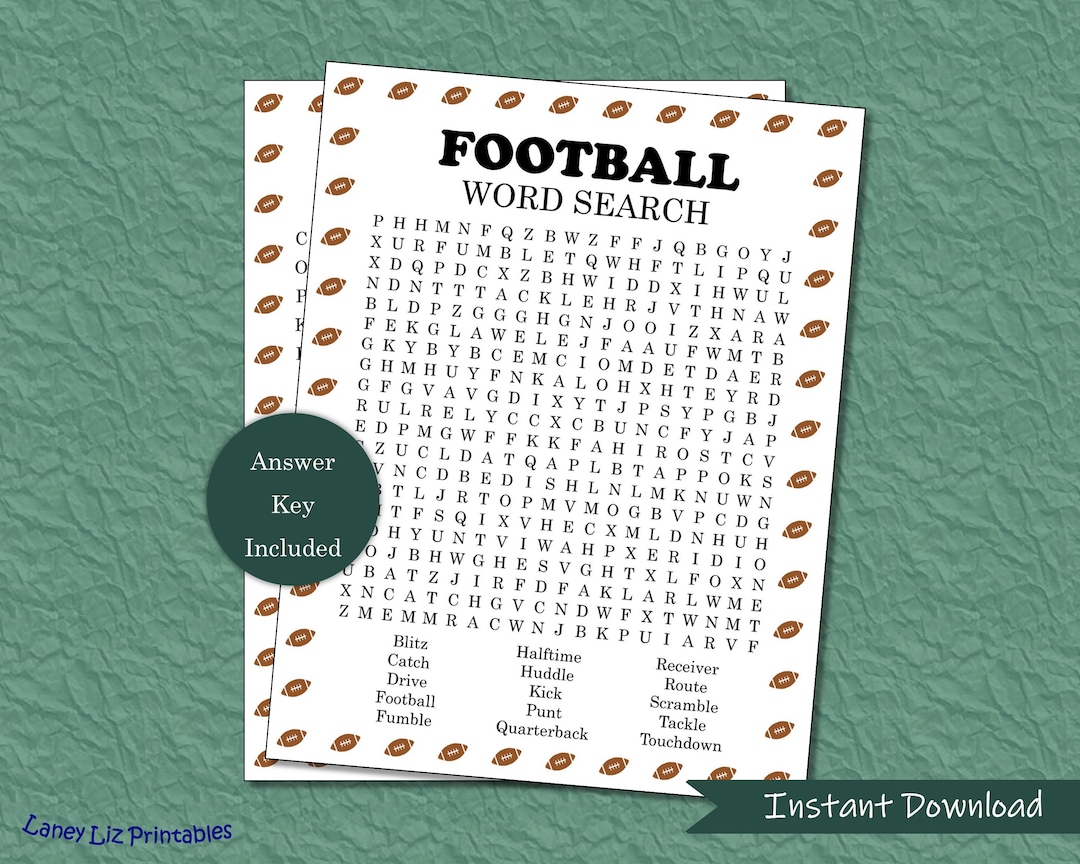 Football Word Search Printable NFL Word Puzzle Big Game - Etsy