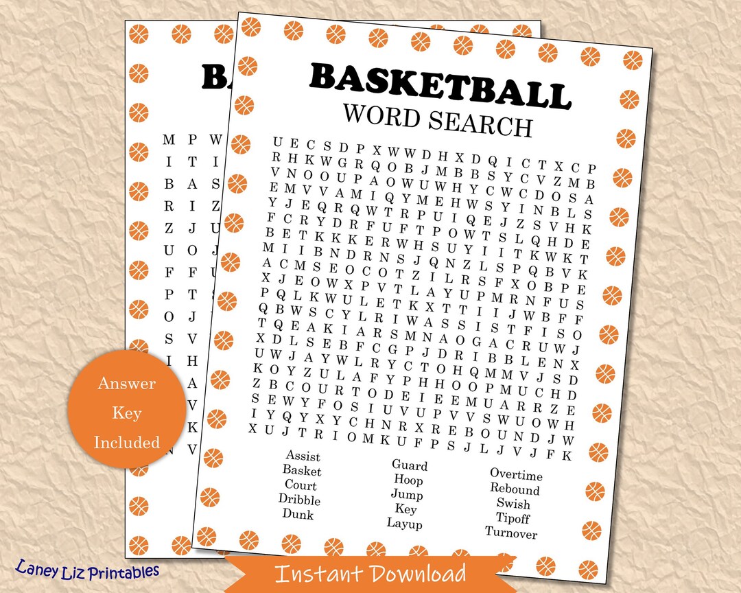 Basketball Word Search Printable, Hoops Word Puzzle - Etsy