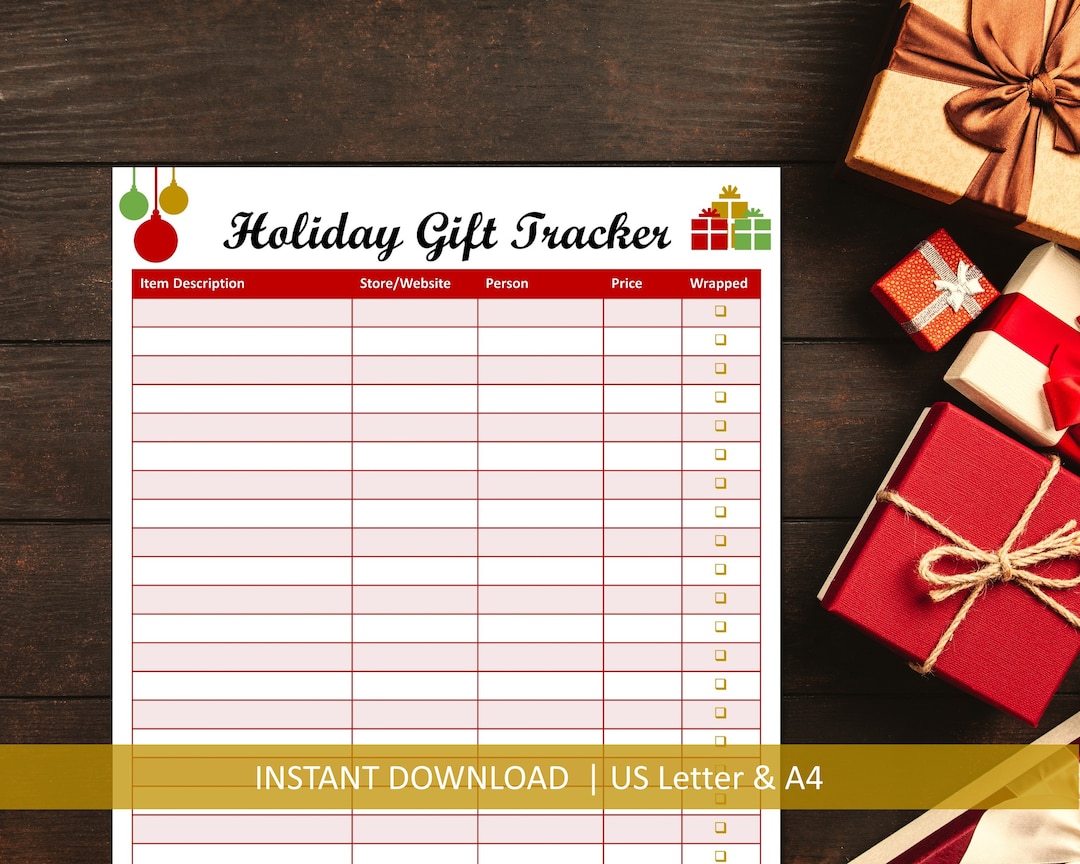 Printable Holiday Gift Tracker Christmas List Christmas Gift Log - Etsy