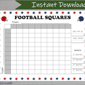 Football Squares Printable Grid, Sports Pool, NFL Grid, Big Game Party ...