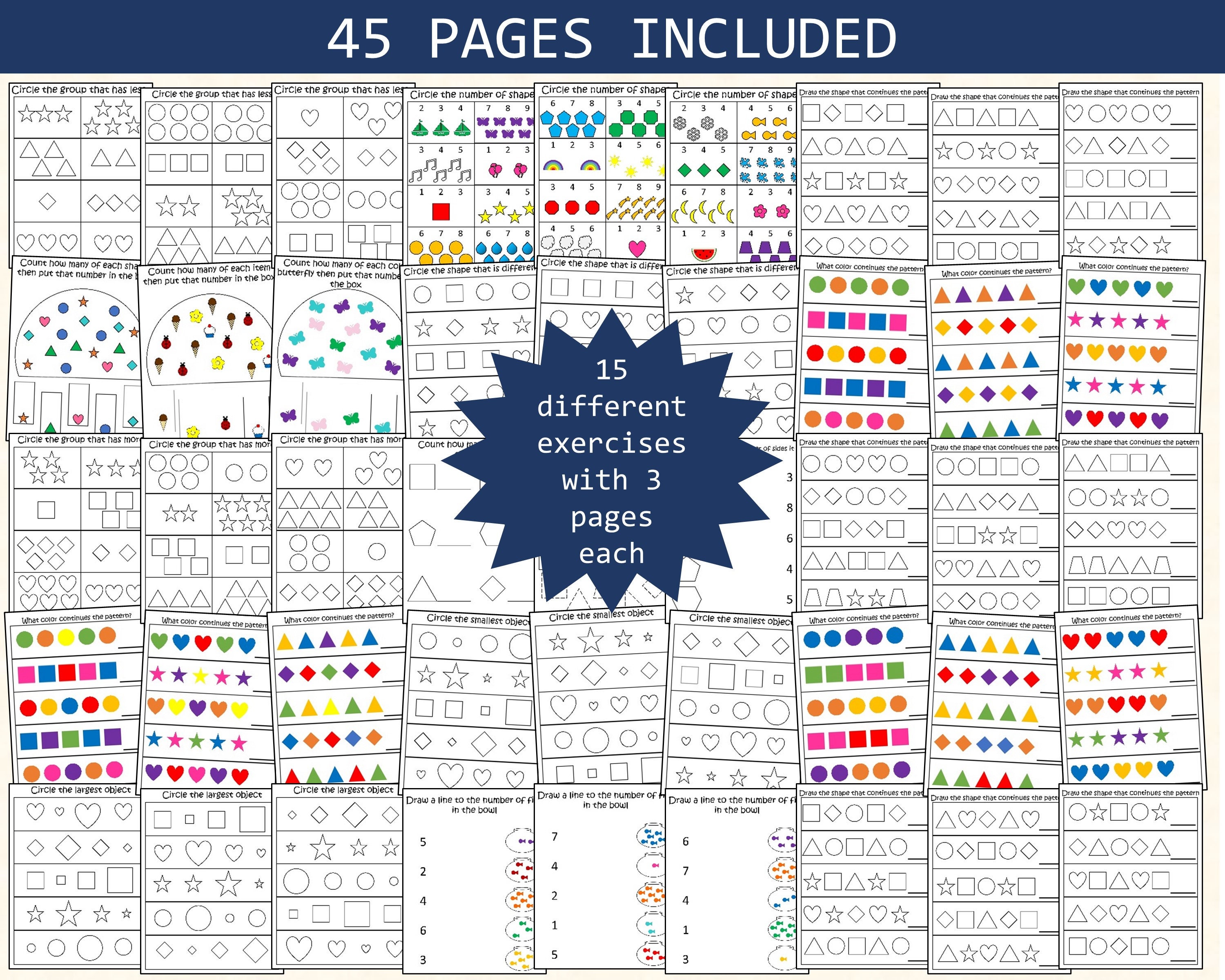 Pre-k Math Bundle Busy Binder Preschool Kindergarten - Etsy