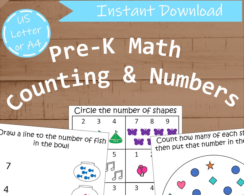 Pre-K Worksheet Numbers and Counting How many Count the | Etsy