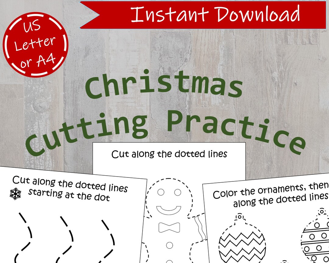 Christmas Scissor Skills | Cutting Practice Sheet | Printable Scissor ...