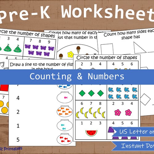 Pre-k Worksheet Numbers and Counting How Many Count the - Etsy