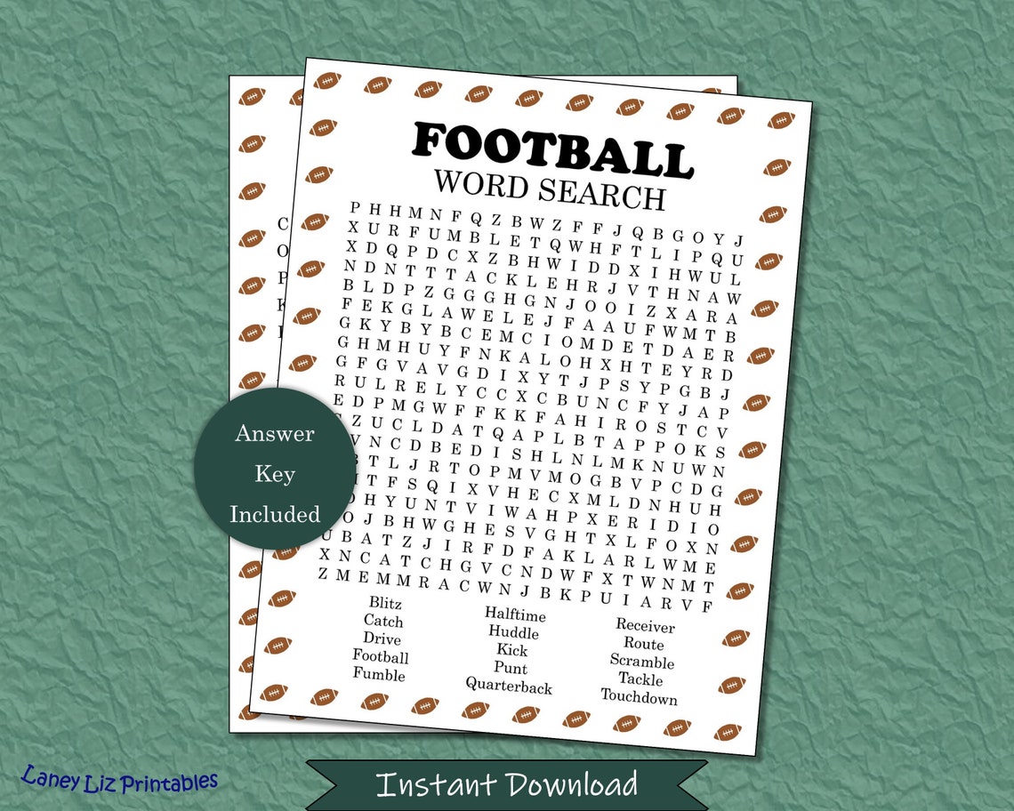 Football Word Search Printable, NFL Word Puzzle, Big Game Party Game - Etsy