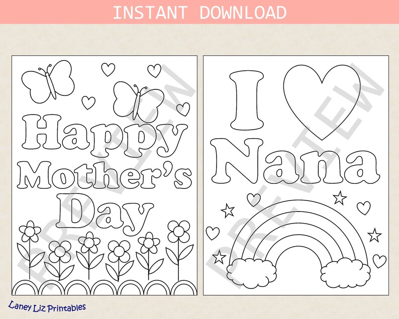 Printable Mother's Day Coloring Pages for Grandma - Etsy