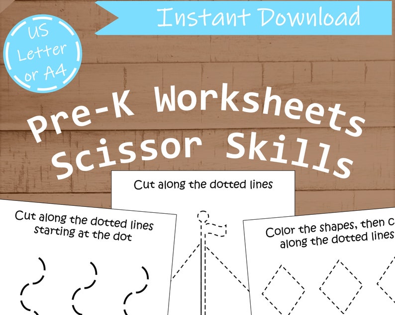 Pre-K Worksheet Scissor Skills Cutting Practice Sheet | Etsy