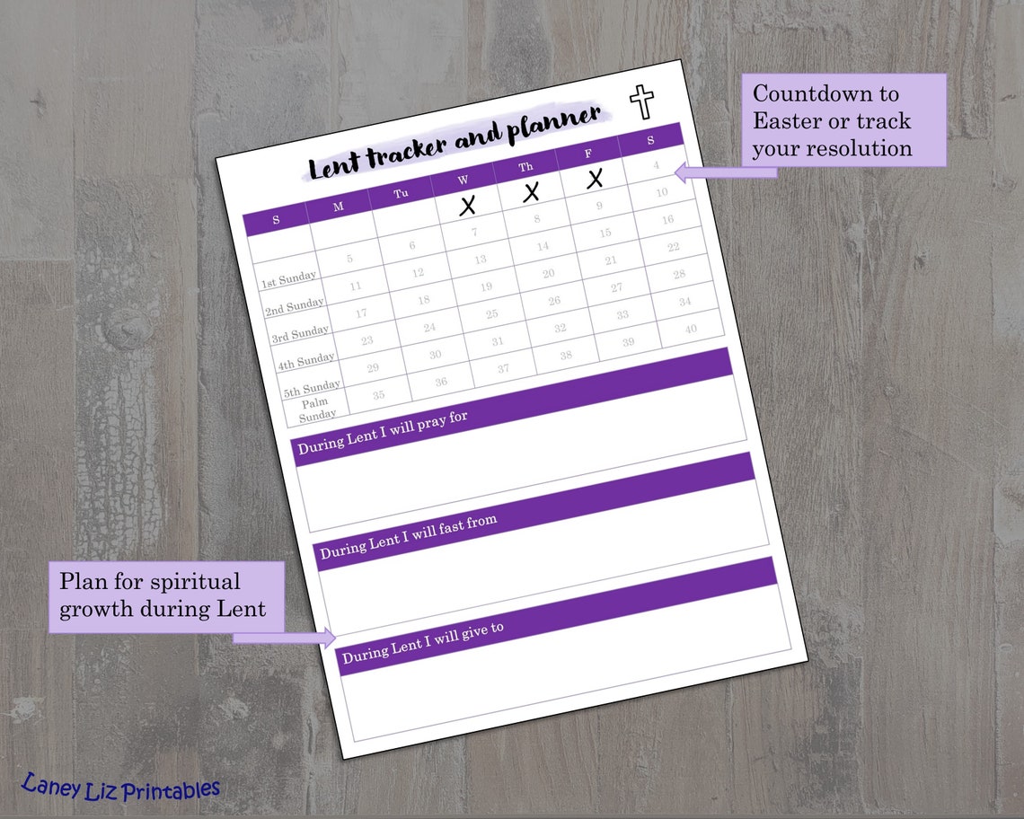 Lent Planner and Tracker Printable| Lenten Worksheet Fillable PDF| 40 ...