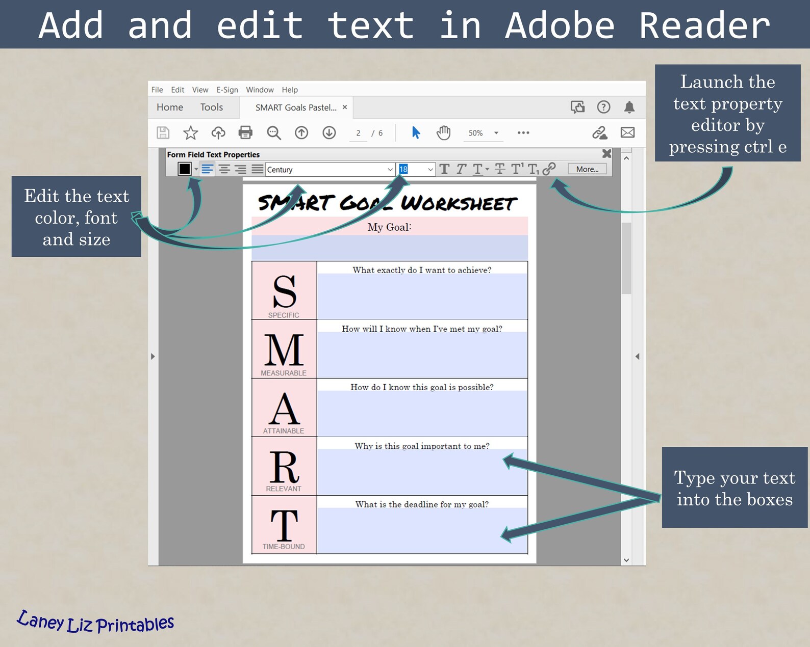 SMART Goal Worksheet Pastel Goal Setting Activity Printable Goal Map ...