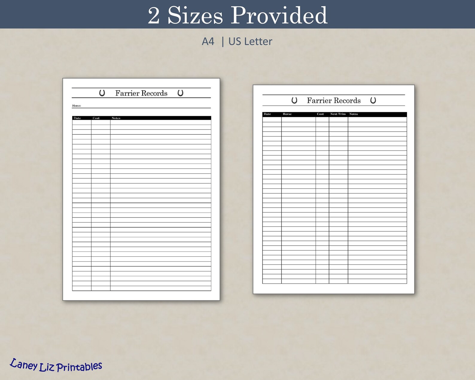 Farrier Visit Printable Tracker, Horse Shoeing Log, Equine PDF ...