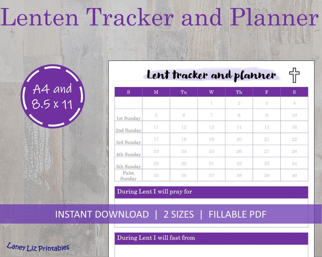 Lent Planner and Tracker Printable Lenten Worksheet Fillable - Etsy