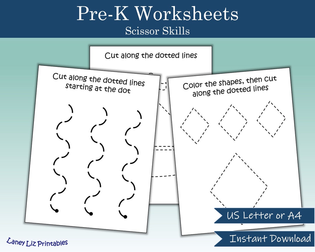 Pre-k Worksheet - Scissor Skills | Cutting Practice Sheet | Printable ...