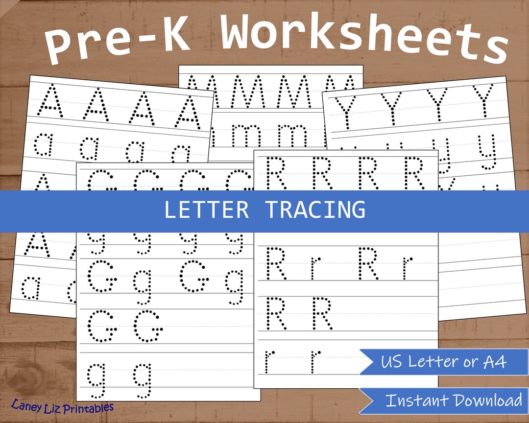 Pre-k Worksheet Letter Tracing Printable Alphabet Tracing - Etsy