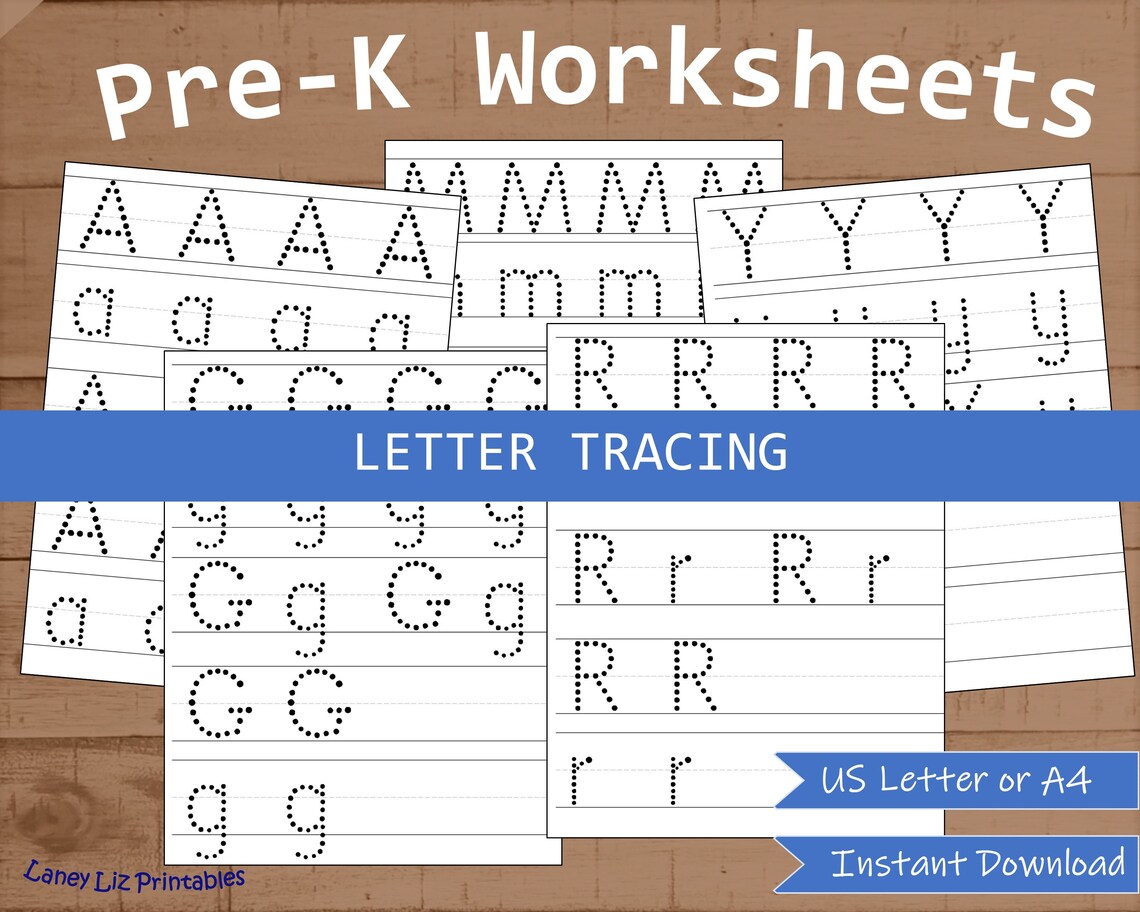 Pre-k Worksheet Letter Tracing Printable Alphabet Tracing - Etsy