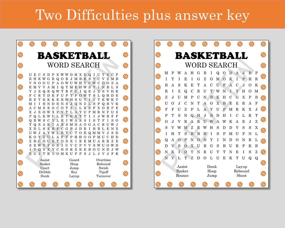 Basketball Word Search Printable, Hoops Word Puzzle - Etsy
