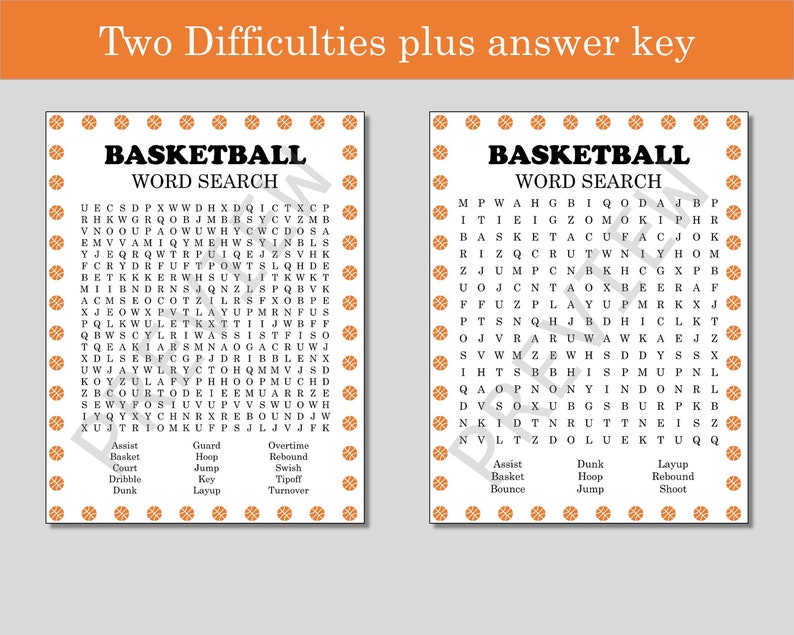 Basketball Word Search Printable, Hoops Word Puzzle - Etsy