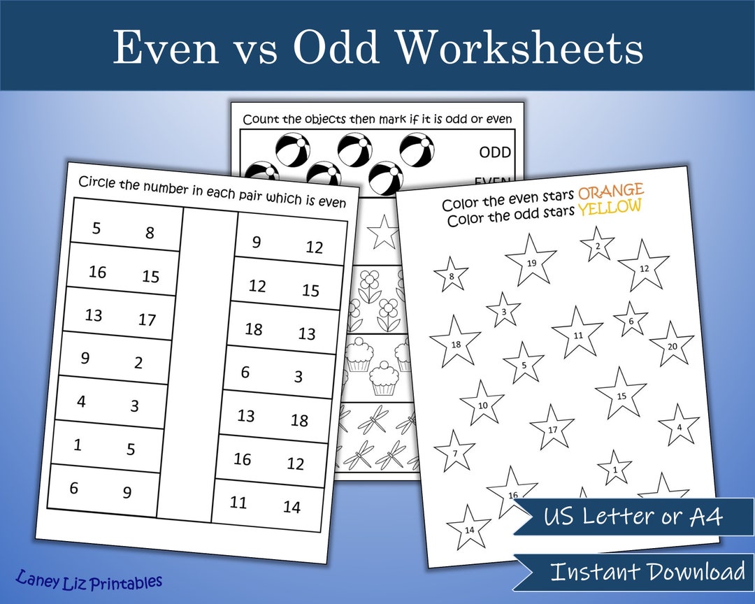 Math Worksheet - Odd Vs Even | Preschool Kindergarten - Etsy