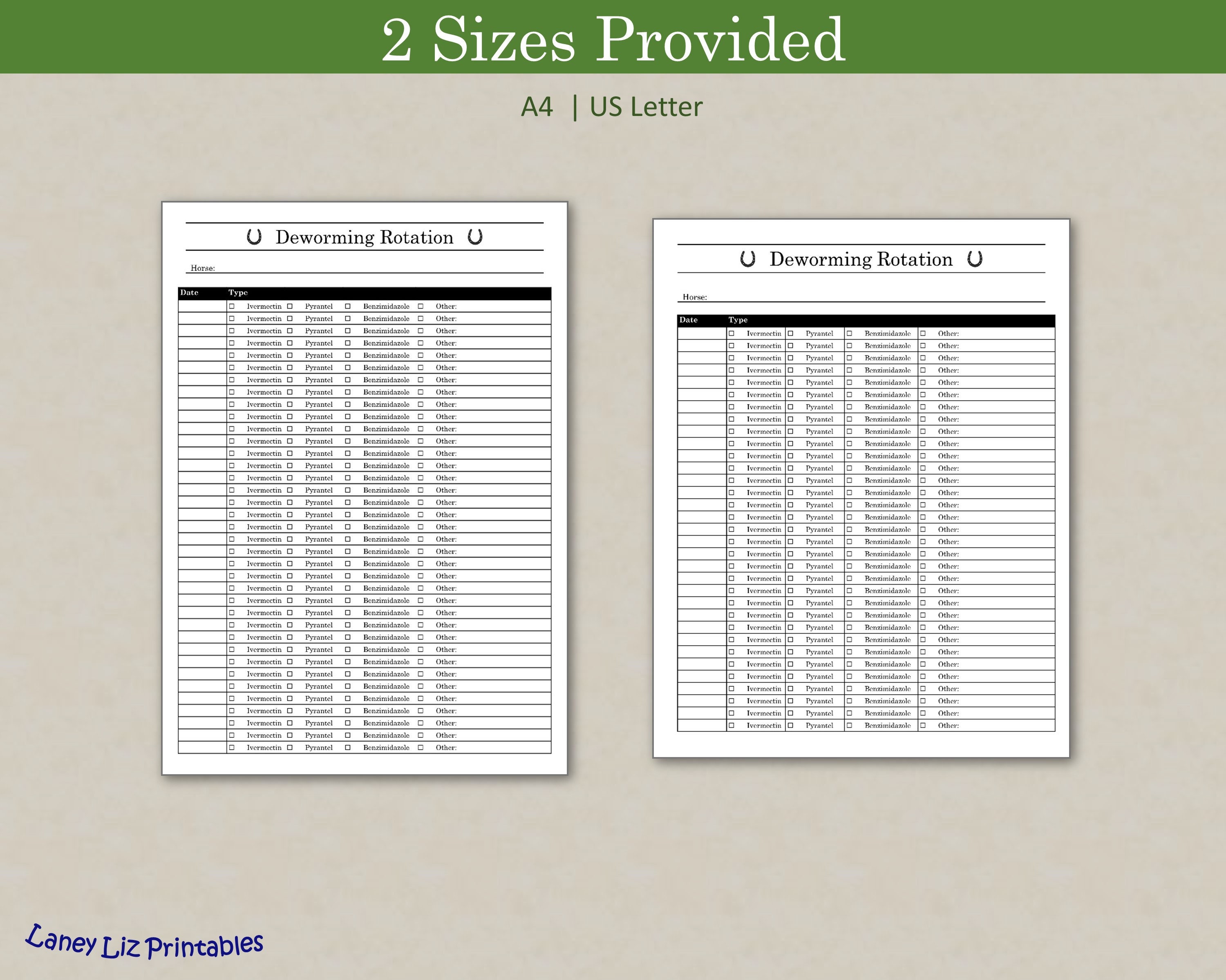 Horse Deworming Rotation Printable Tracker, Horse Healthcare Log ...