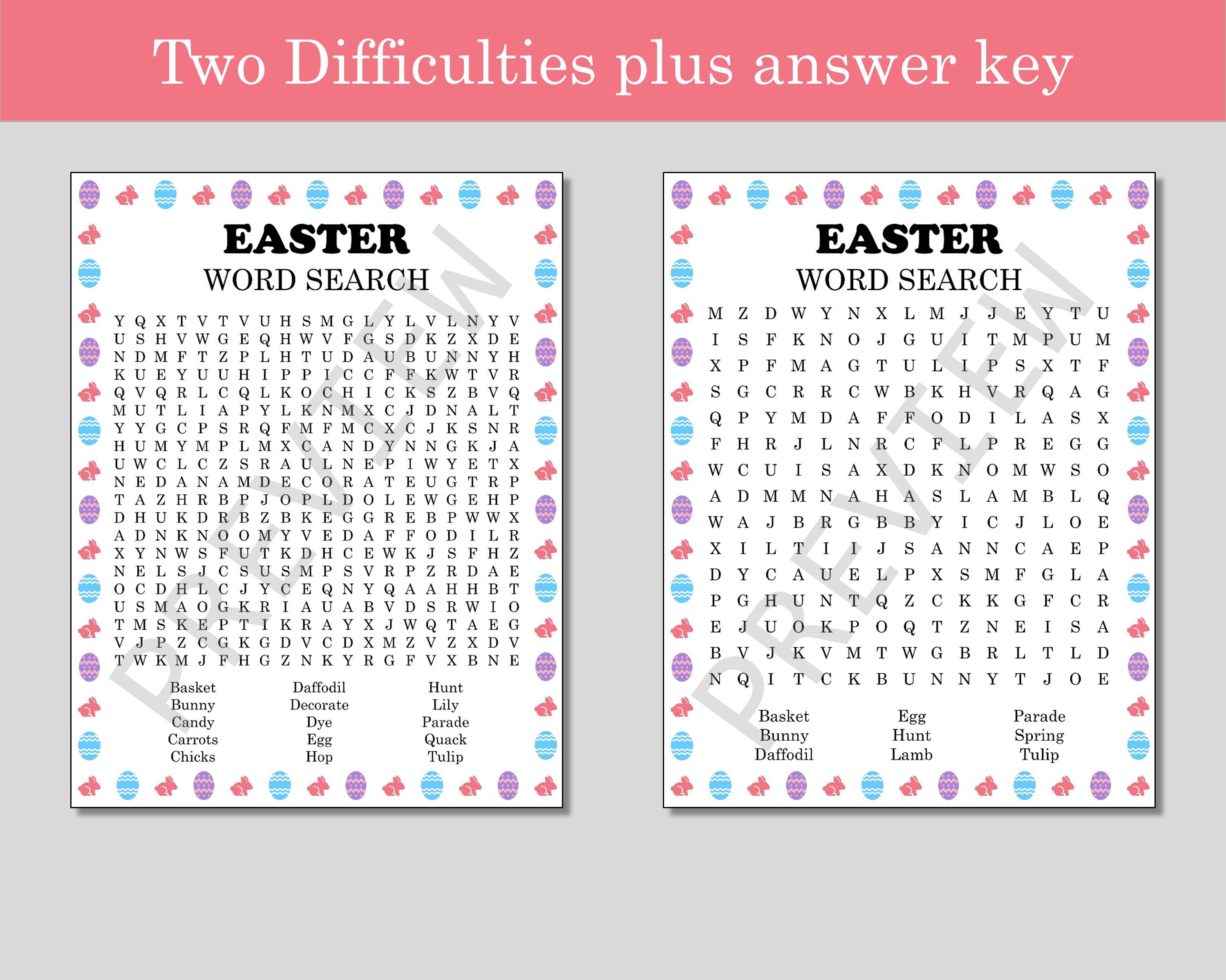 Easter Word Search Printable, Spring Word Puzzle - Etsy