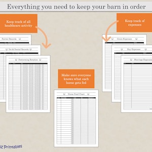 Horse Barn Management Printable Bundle, Barn Expense Tracker, Equine ...