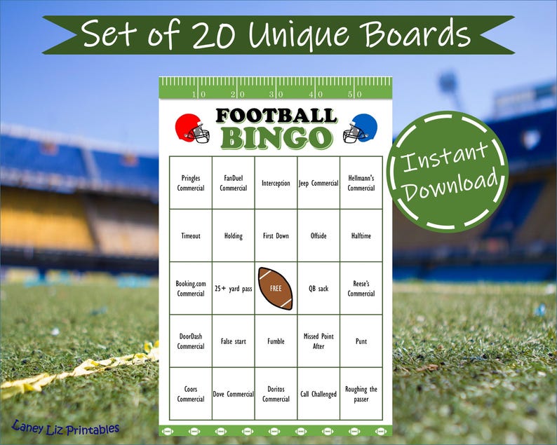 Football Bingo Cards Printable | 2025 Football Commercial Game | Big ...