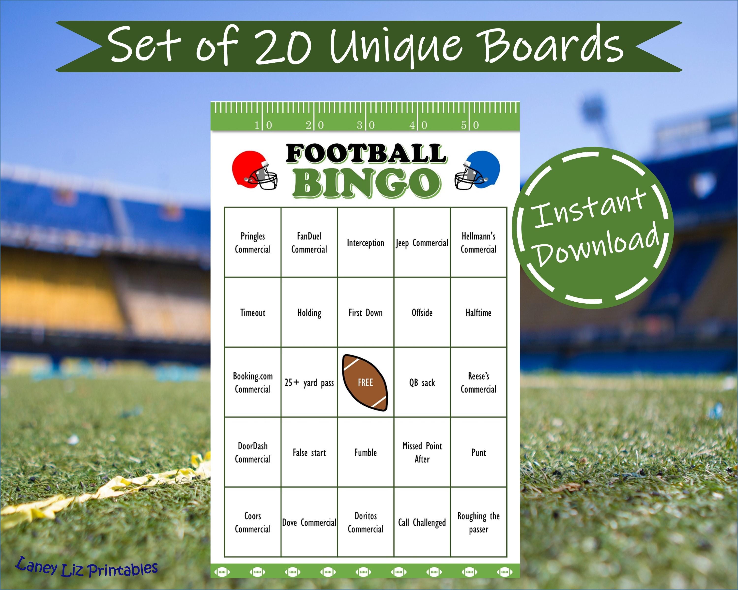 Football Bingo Cards Printable | 2025 Football Commercial Game | Big ...