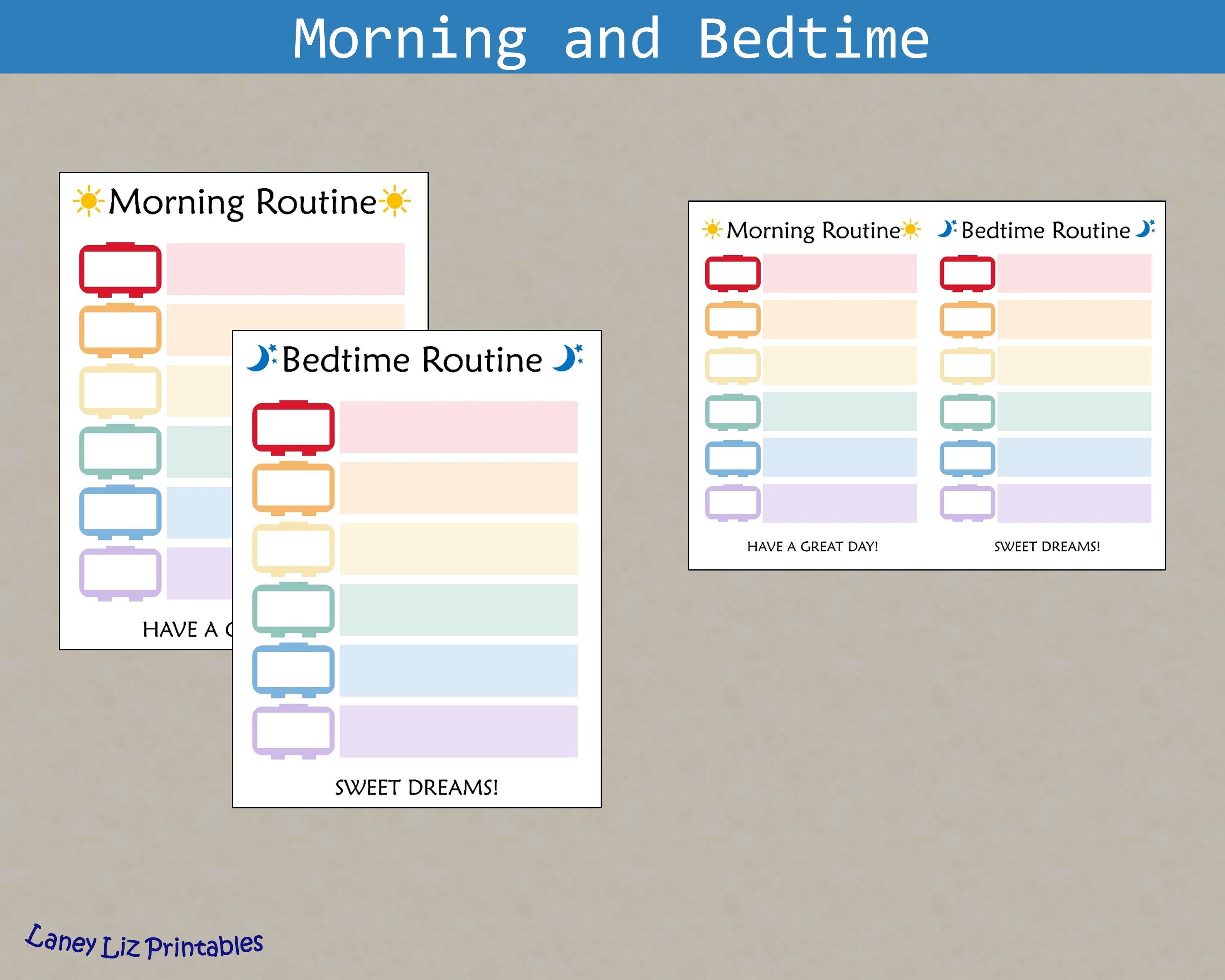Morning and Bedtime Chart Routine Printable | Get Out the Door Schedule ...