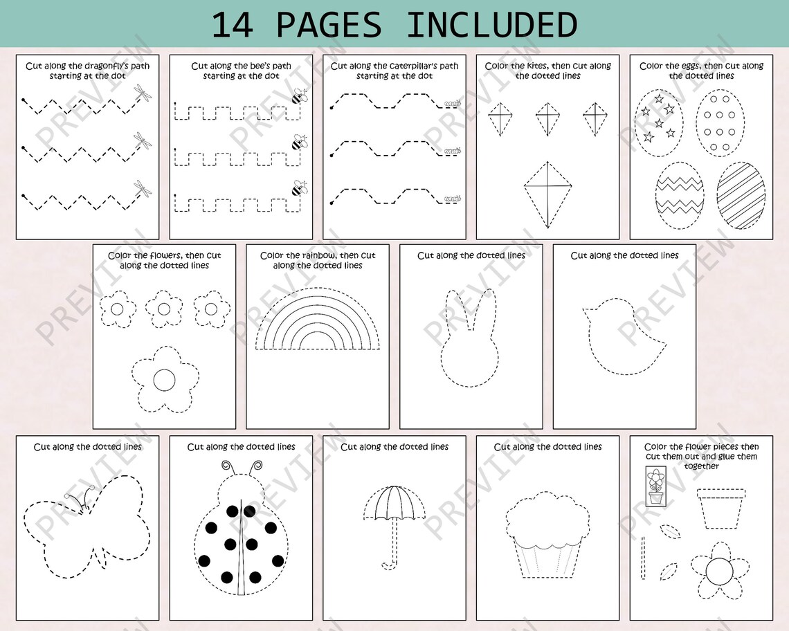 Spring Scissor Skills | Cutting Practice Sheet | Printable Scissor ...