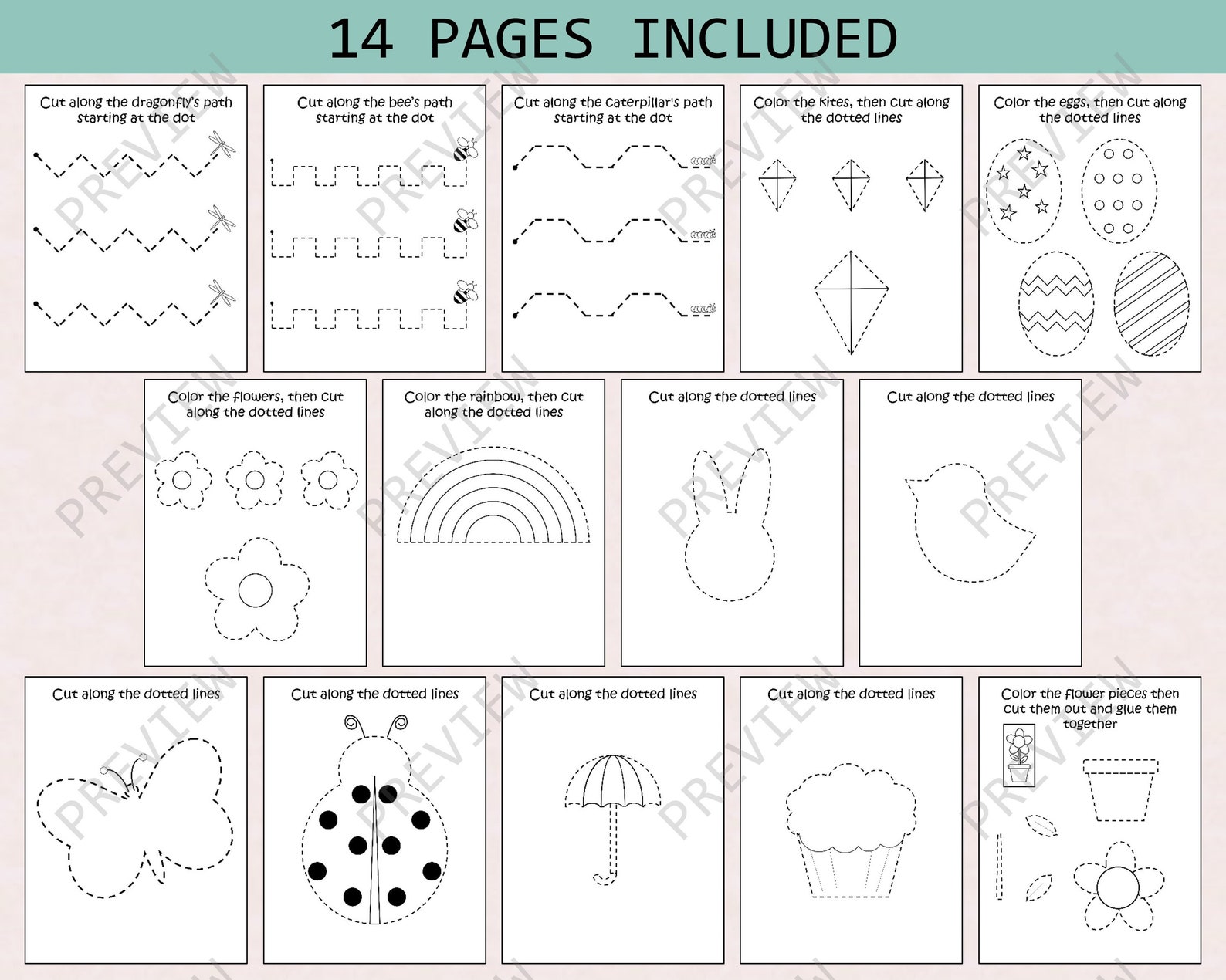 Spring Scissor Skills | Cutting Practice Sheet | Printable Scissor ...