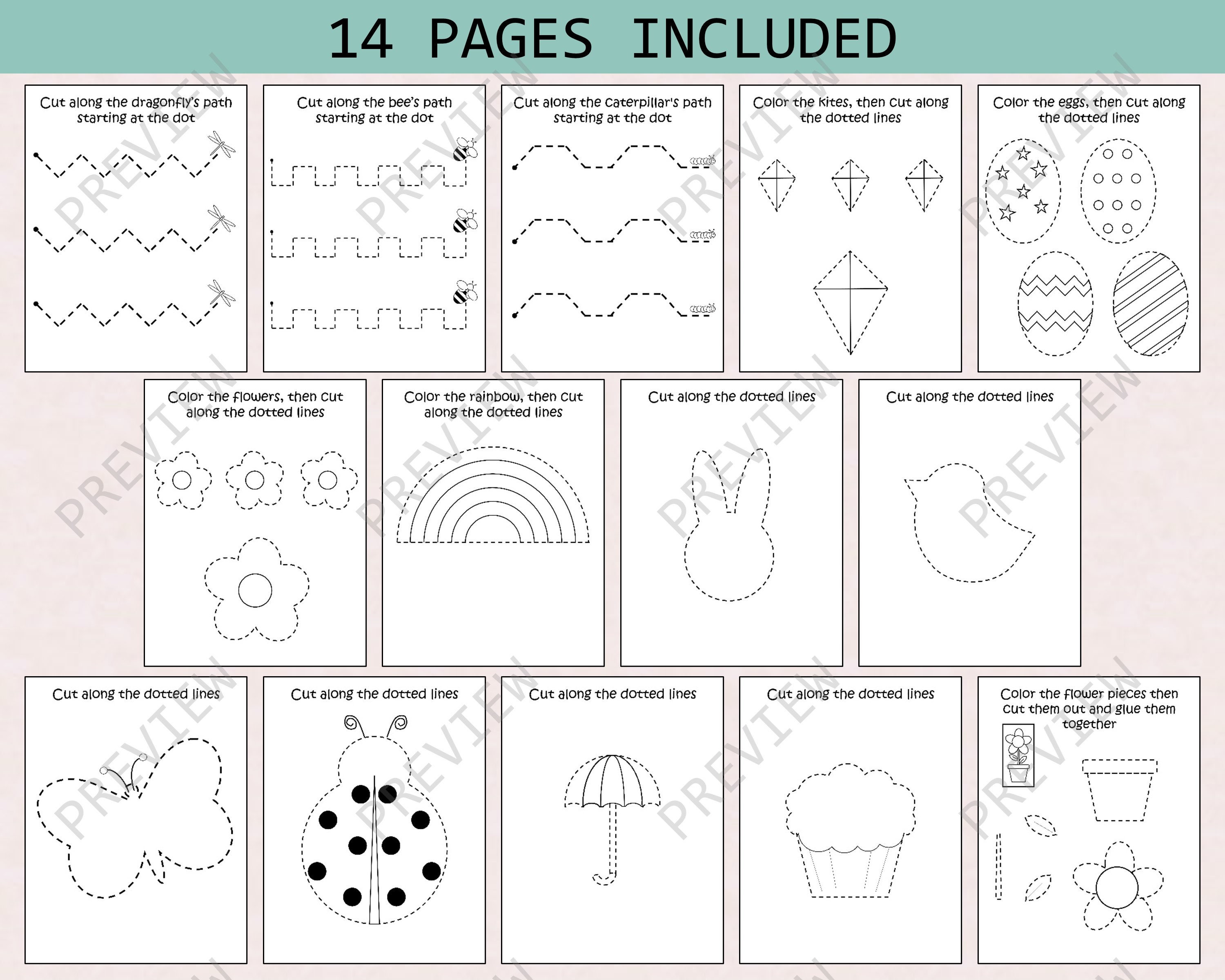 Spring Scissor Skills | Cutting Practice Sheet | Printable Scissor ...