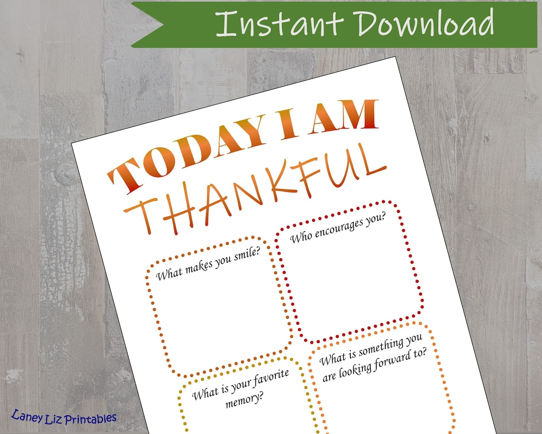 Thanksgiving Writing Prompt Printable Gratitude Journal I Am Thankful ...