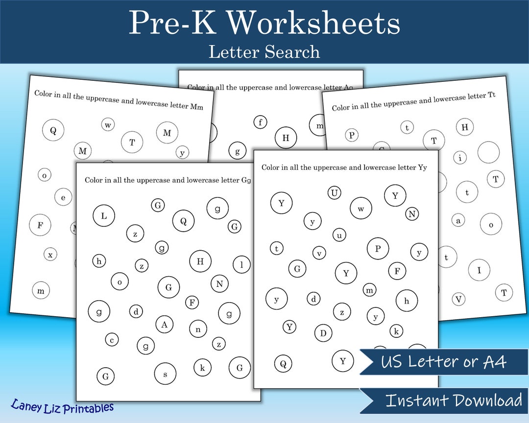 Pre-k Worksheet - Letter Search| Printable Alphabet Search | Preschool ...