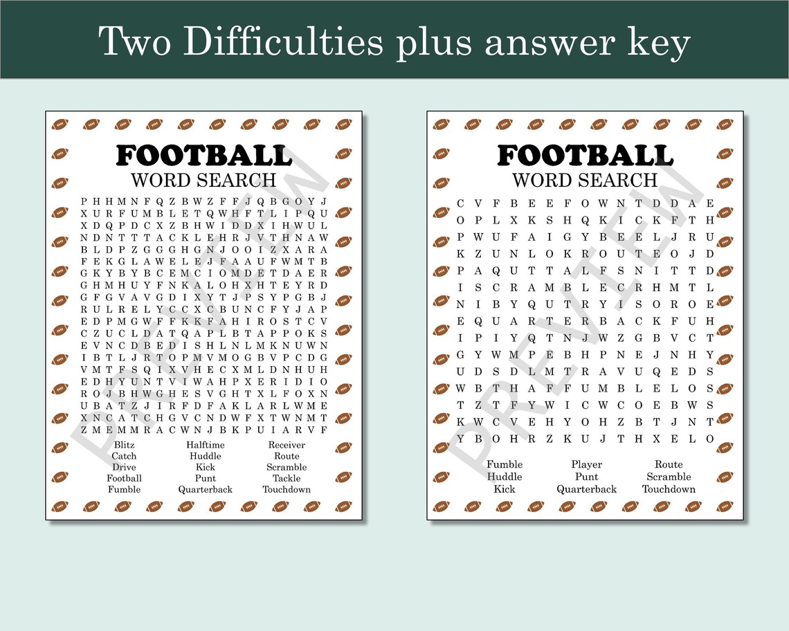 Football Word Search Printable, NFL Word Puzzle, Big Game Party Game - Etsy