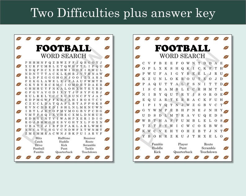 Football Word Search Printable, NFL Word Puzzle, Big Game Party Game - Etsy