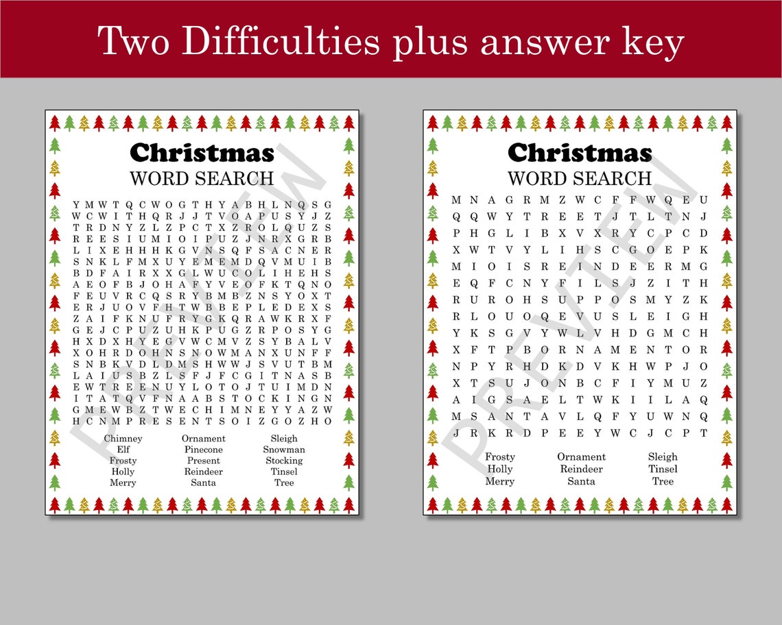 Christmas Word Search Printable Winter Word Puzzle - Etsy