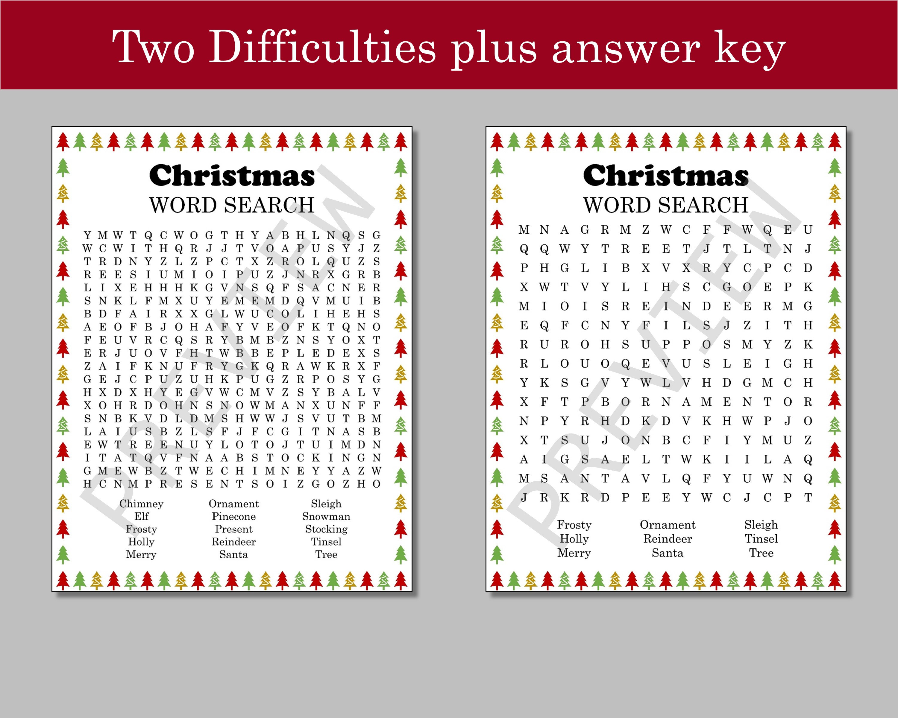 Christmas Word Search Printable Winter Word Puzzle - Etsy