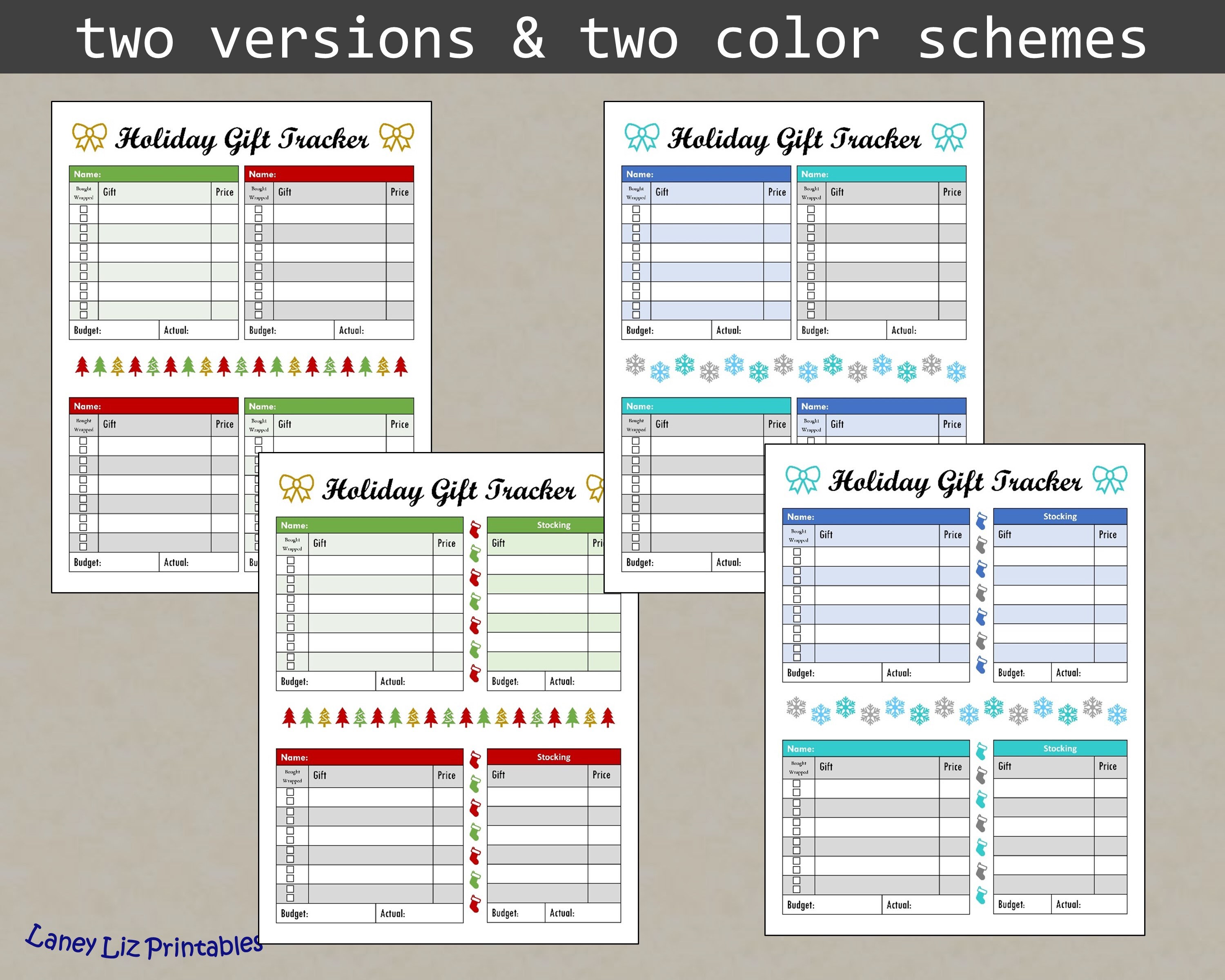 Printable Holiday Gift Tracker Christmas List Christmas | Etsy