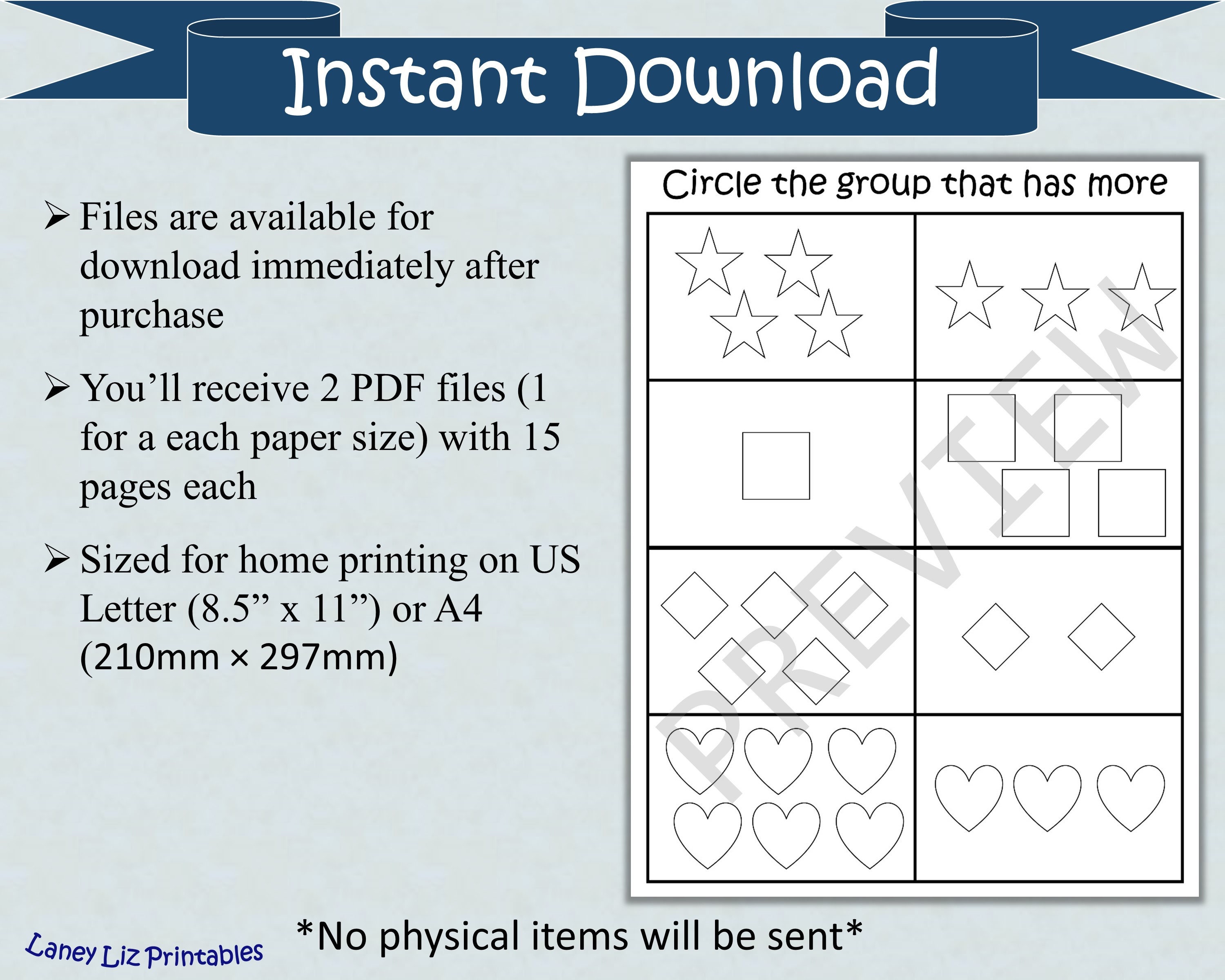 Pre-k Worksheet - Math Concepts | More - Less | Smallest - Biggest ...