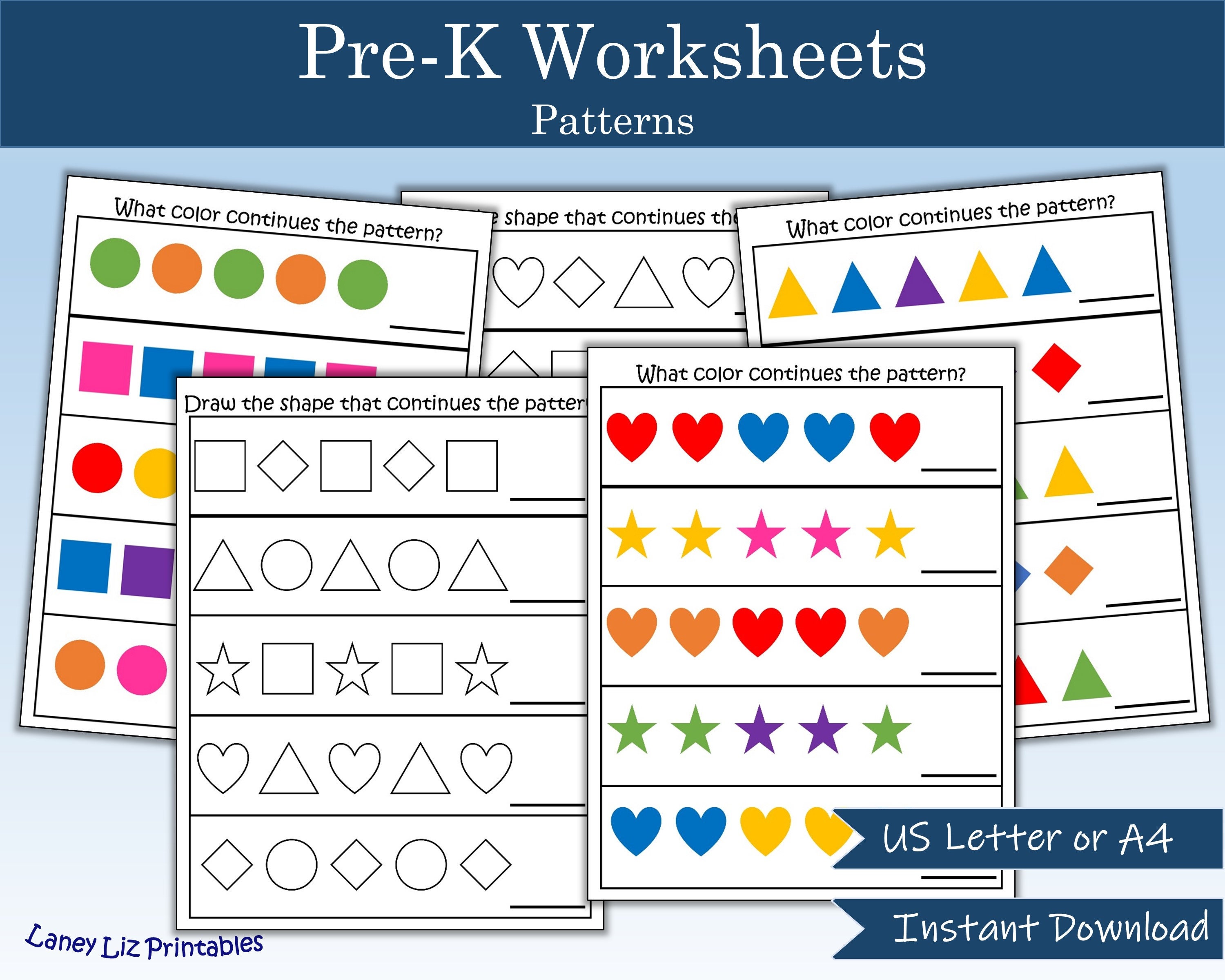 Pre-k Worksheet - Patterns | Shape and Color Patterns | Pattern ...