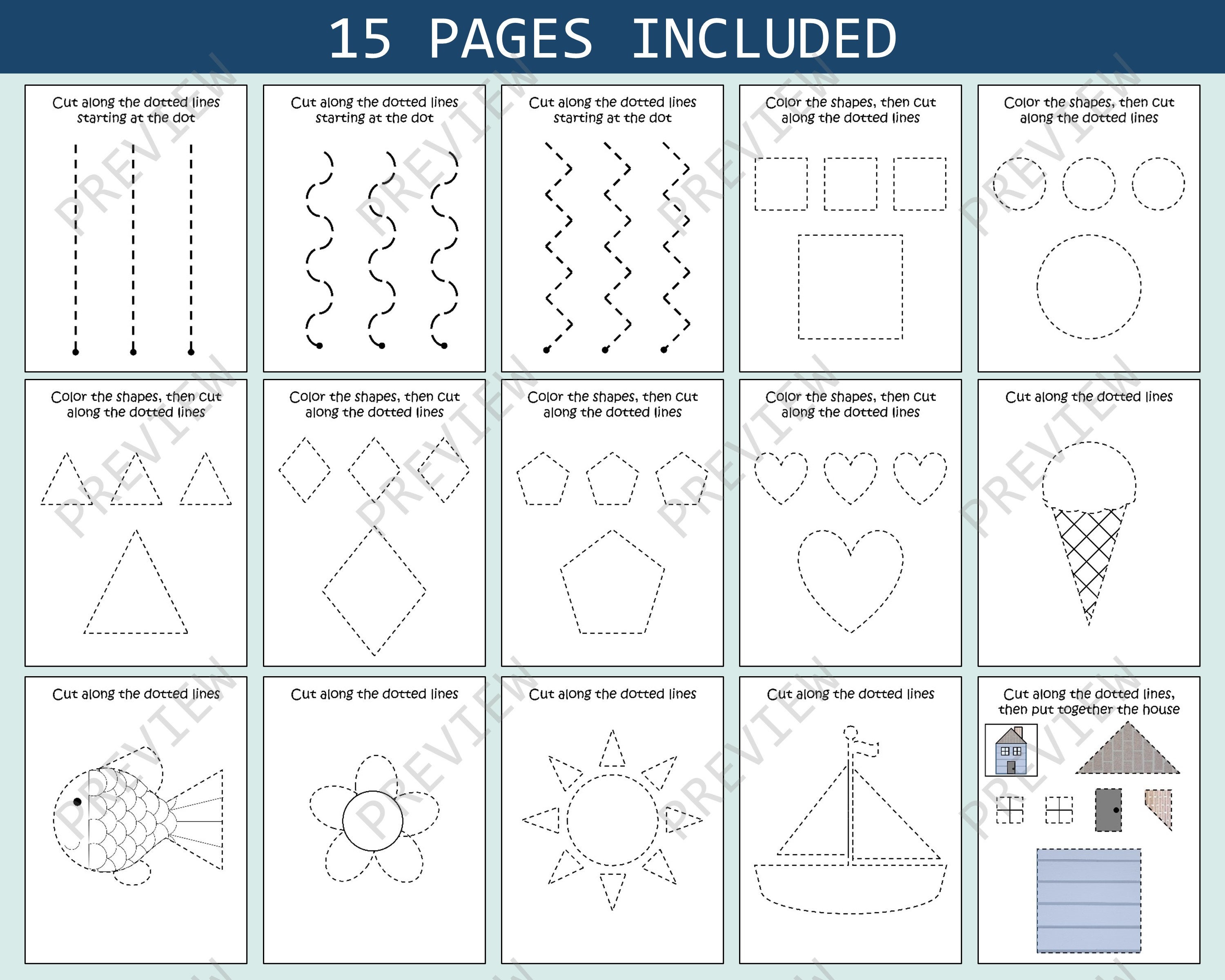 Pre-k Worksheet - Scissor Skills | Cutting Practice Sheet | Printable ...