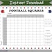 Football Squares Printable Grid, Sports Pool, NFL Grid, Big Game Party ...